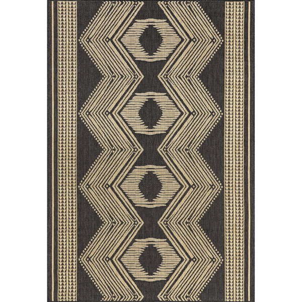 Union Rustic Tapis intérieur / extérieur à motif géométrique pour terrasse Ranya, gris foncé ...